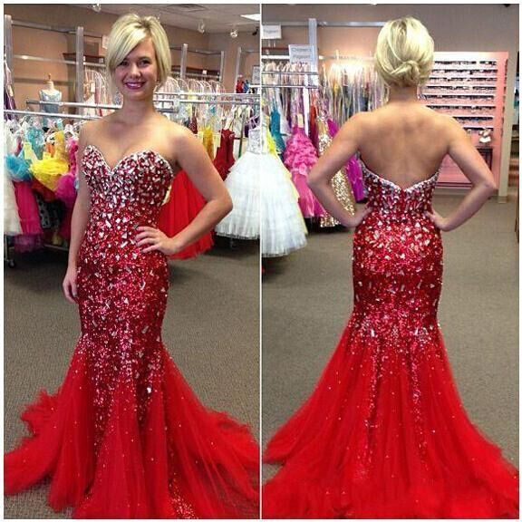 Prom Dress,red Prom Dress,mermaid Prom Dress,tulle Prom Dress,sexy Prom ...